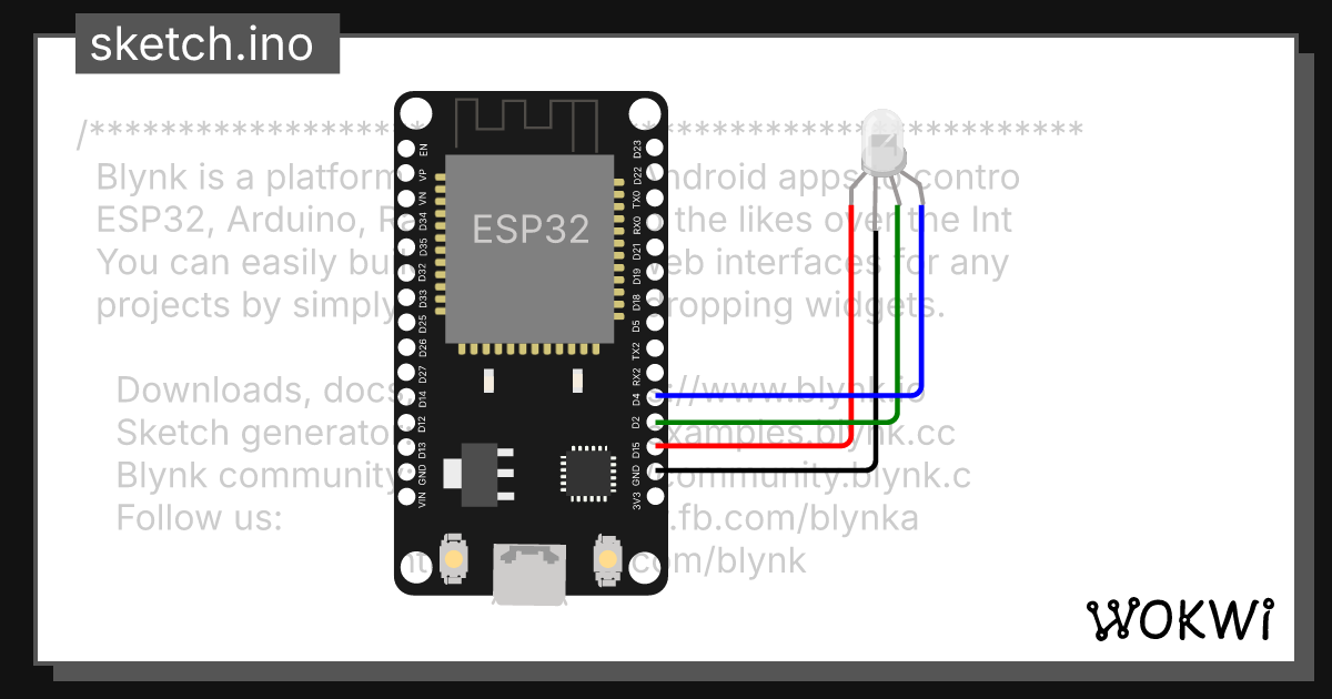 Blynk ESP32 RGB LED - Wokwi ESP32, STM32, Arduino Simulator