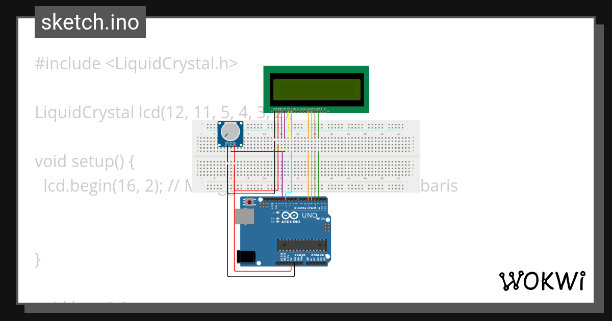 Acara 7 Liquidcrystal 2 Teks Wokwi Esp32 Stm32 Arduino Simulator
