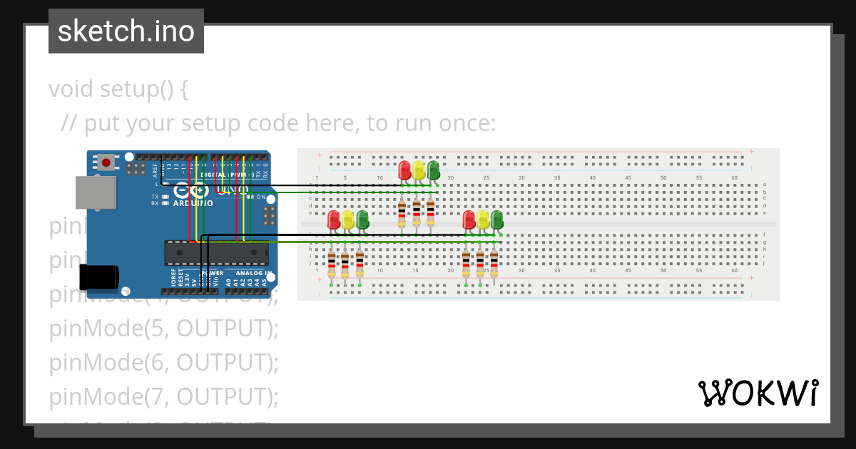 lampu lalu lintas - Wokwi ESP32, STM32, Arduino Simulator