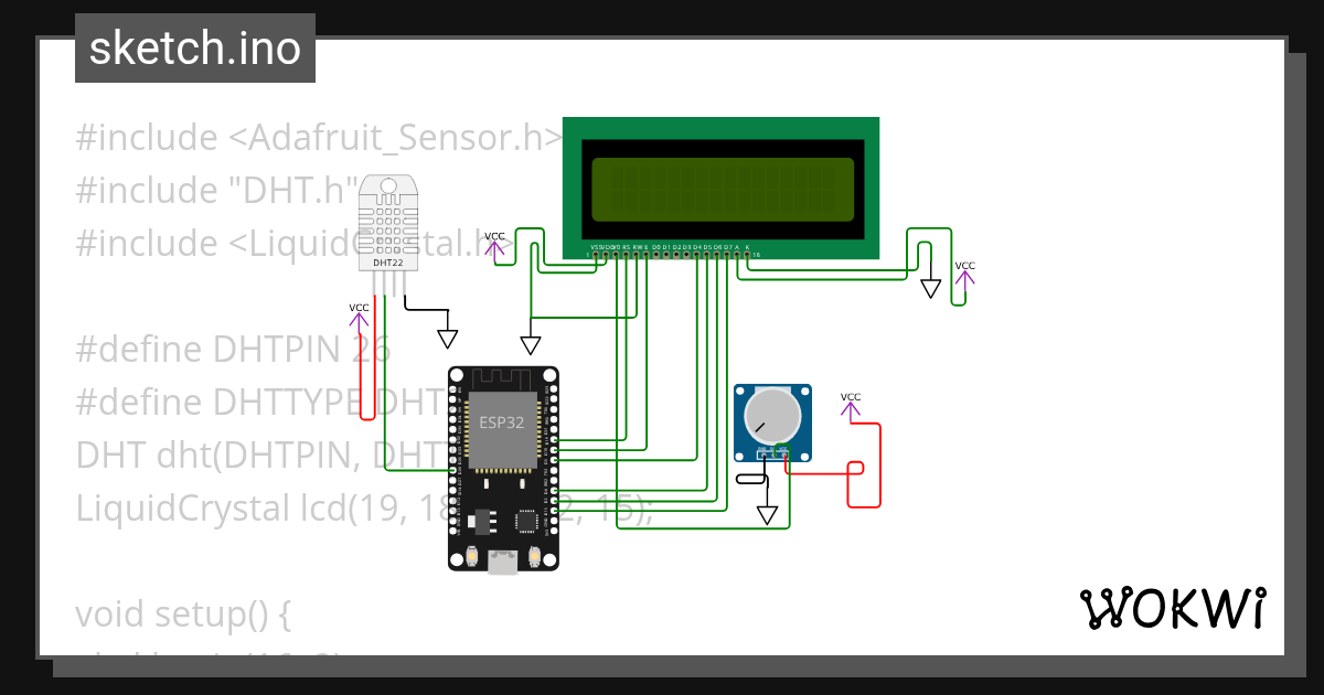 DHT_LCD_ESP32 - Wokwi ESP32, STM32, Arduino Simulator