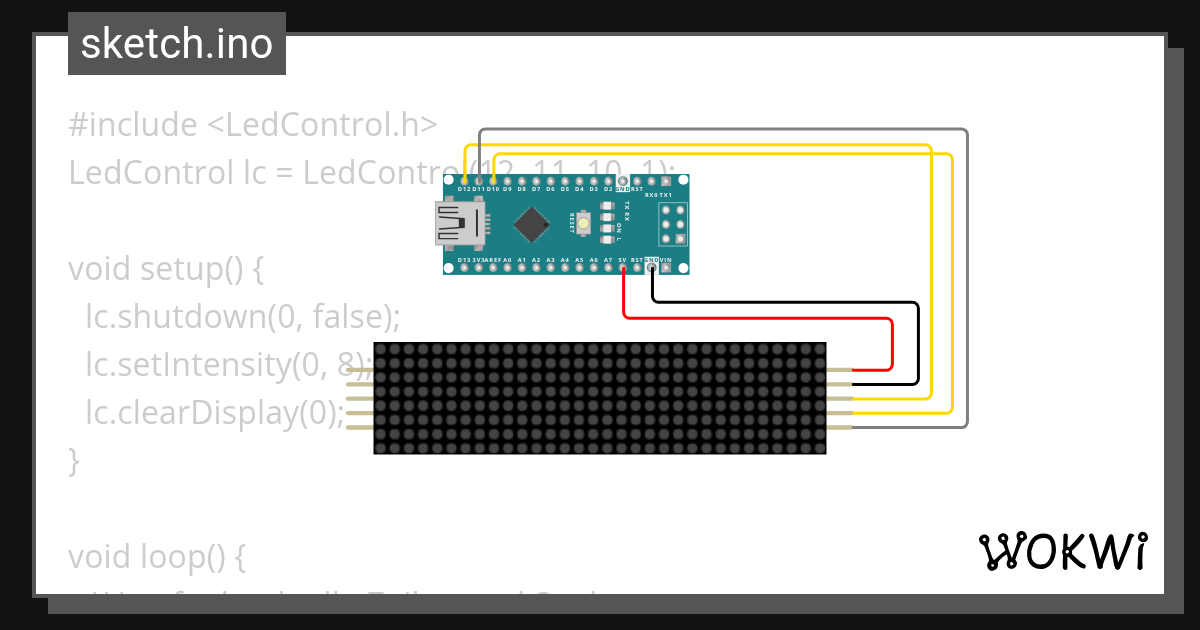 MAX 7219 Interface 8x8 RasterScan - Wokwi ESP32, STM32, Arduino Simulator