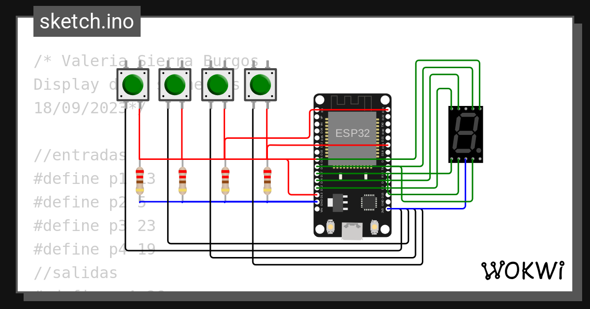 Display 7 Segmentos Wokwi Esp32 Stm32 Arduino Simulator