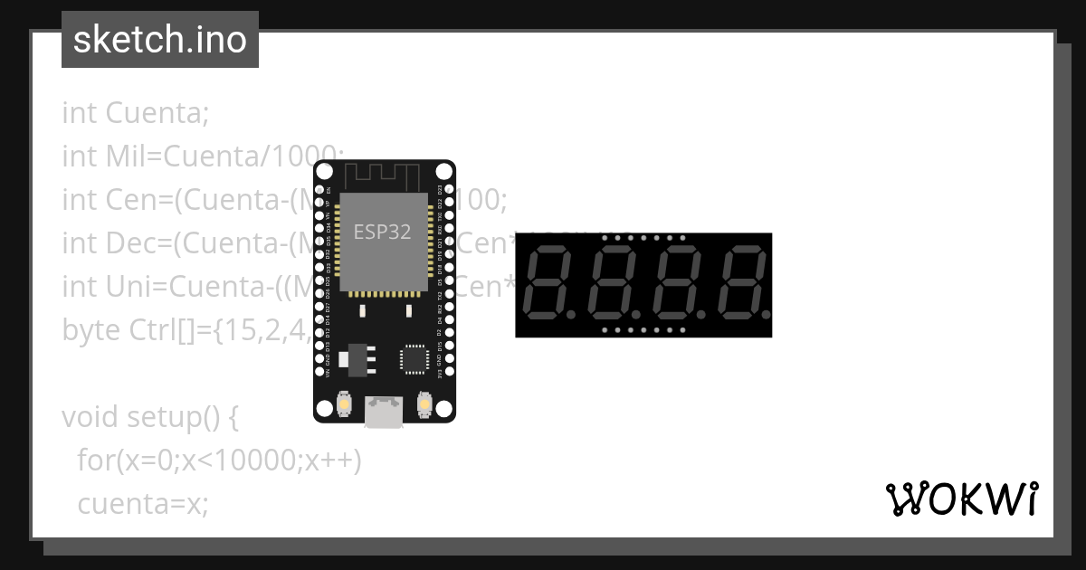 Display 4 Con Contador Wokwi Esp32 Stm32 Arduino Simulator 