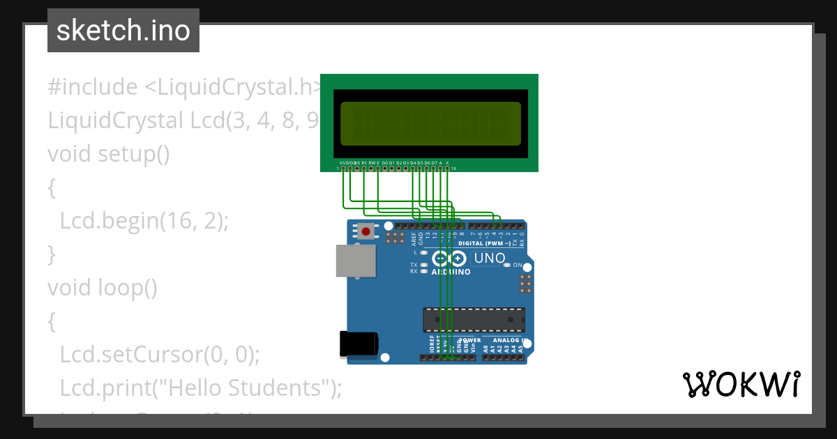 LCD INTERFACING - Wokwi ESP32, STM32, Arduino Simulator LCD INTERFACING - Wokwi ESP32, STM32, Arduino Simulator