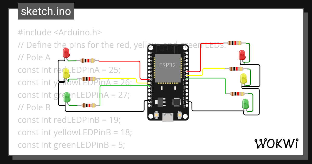 Traffic Light - Wokwi ESP32, STM32, Arduino Simulator