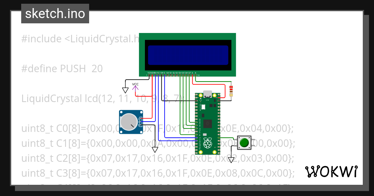 LCDPico Dino Banbino Copy - Wokwi ESP32, STM32, Arduino Simulator