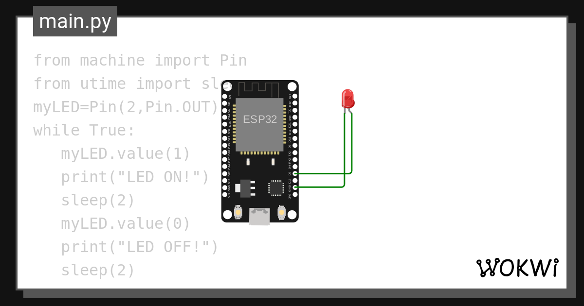 Led Blinking Using Mycropythone On Esp Wokwi Esp32 Stm32 Arduino Simulator