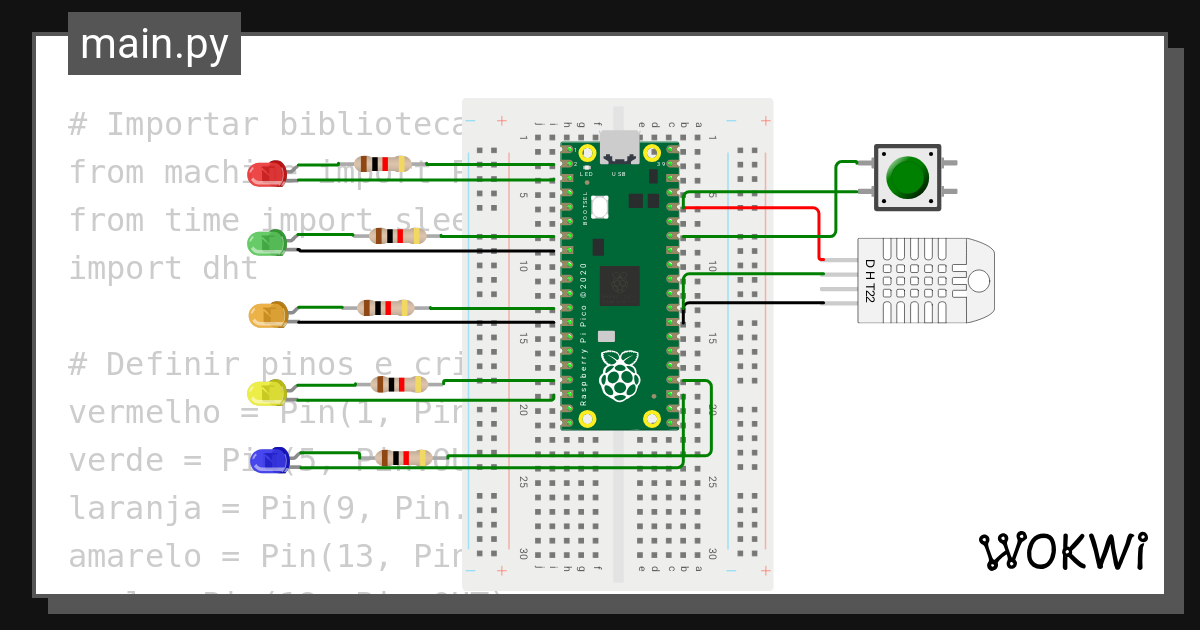 Termômetro Com Led Wokwi Esp32 Stm32 Arduino Simulator
