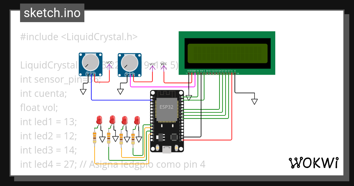 LCD 16x2 - Wokwi ESP32, STM32, Arduino Simulator