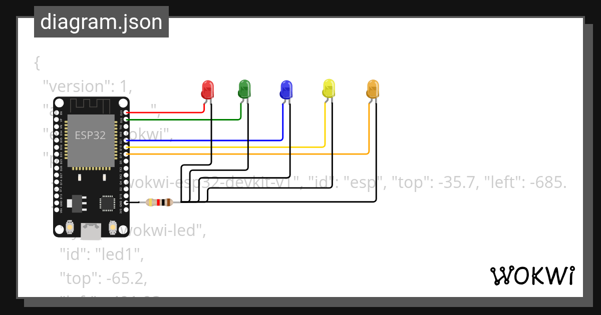 4. Flow lights - Wokwi ESP32, STM32, Arduino Simulator