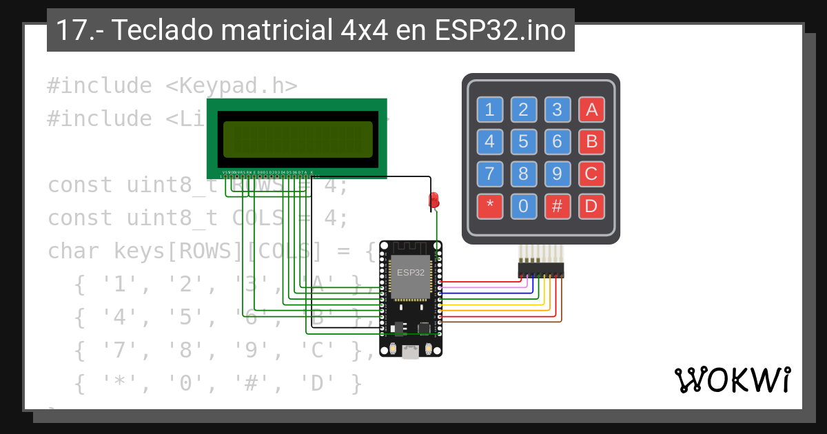 Teclado Matricial Wokwi Esp32 Stm32 Arduino Simulator 6455