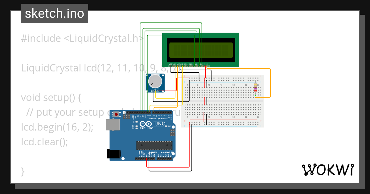 LCD 16,2 - Wokwi ESP32, STM32, Arduino Simulator