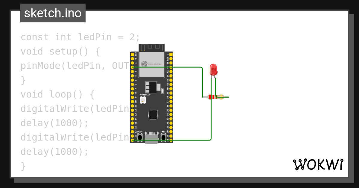 Light Blink Wokwi Esp32 Stm32 Arduino Simulator 7174