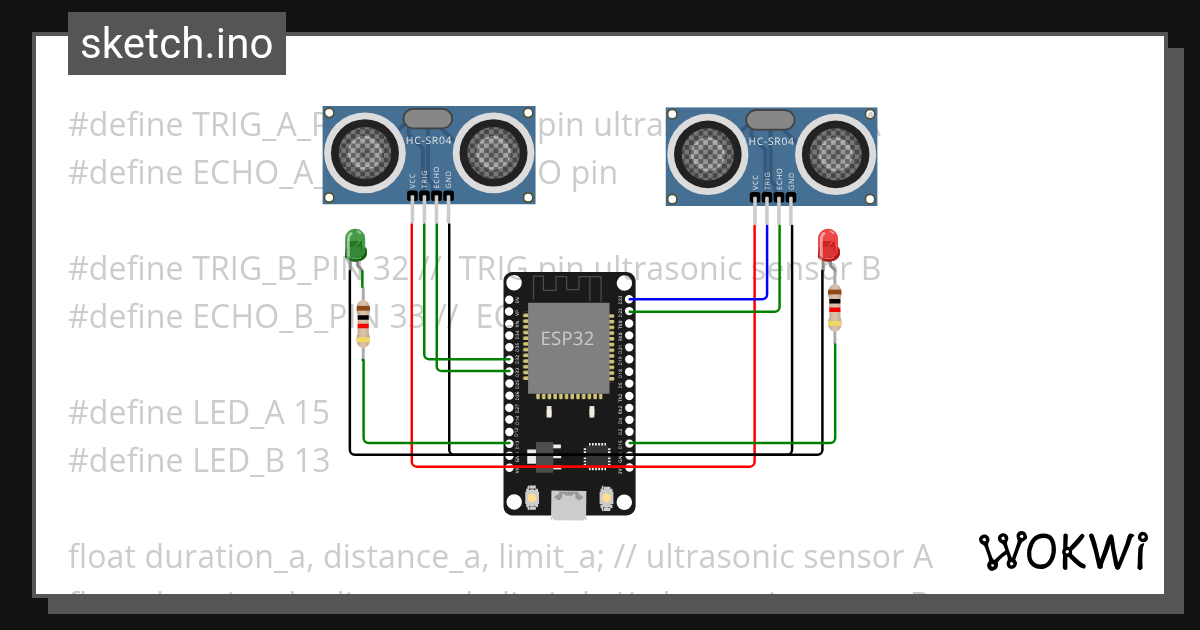 ultrasonic sensor - Wokwi ESP32, STM32, Arduino Simulator