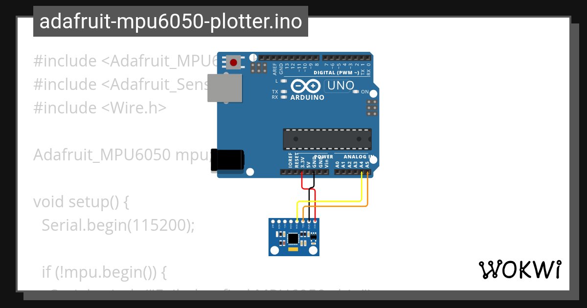 mpu6050 - Wokwi ESP32, STM32, Arduino Simulator