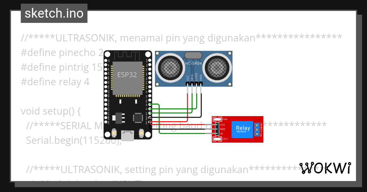 Sensor Ultrasonic Relay Wokwi Esp32 Stm32 Arduino Simulator