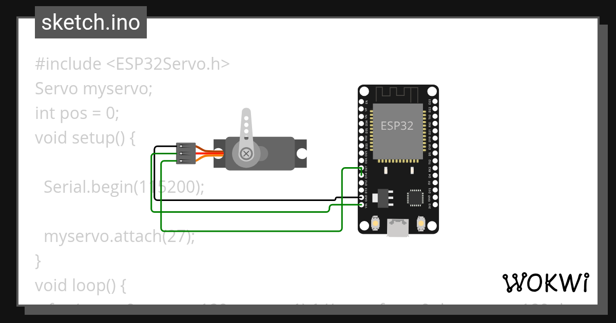 Servo motion - Wokwi ESP32, STM32, Arduino Simulator