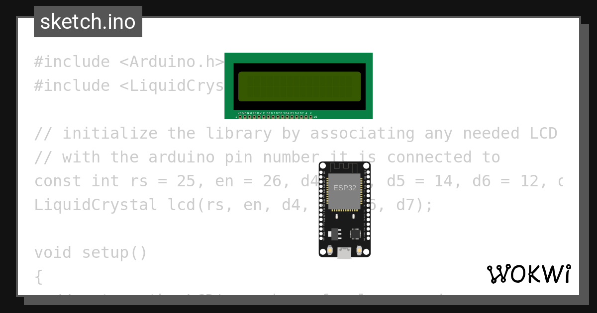 1602 Wokwi Esp32 Stm32 Arduino Simulator