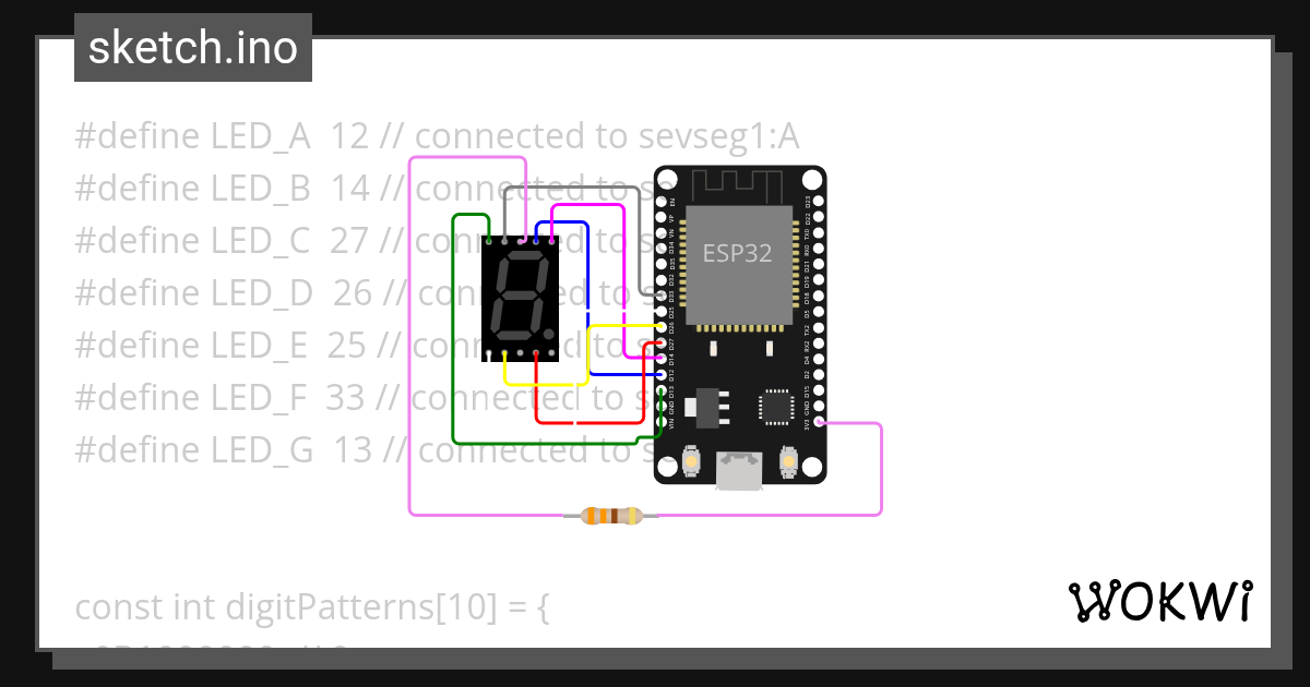 ESP 32 - 7 LED SEGMENT A01781837 - Wokwi ESP32, STM32, Arduino Simulator