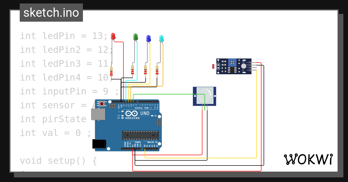 Sensor Gerak 4 Led Wokwi Esp32 Stm32 Arduino Simulator 7394