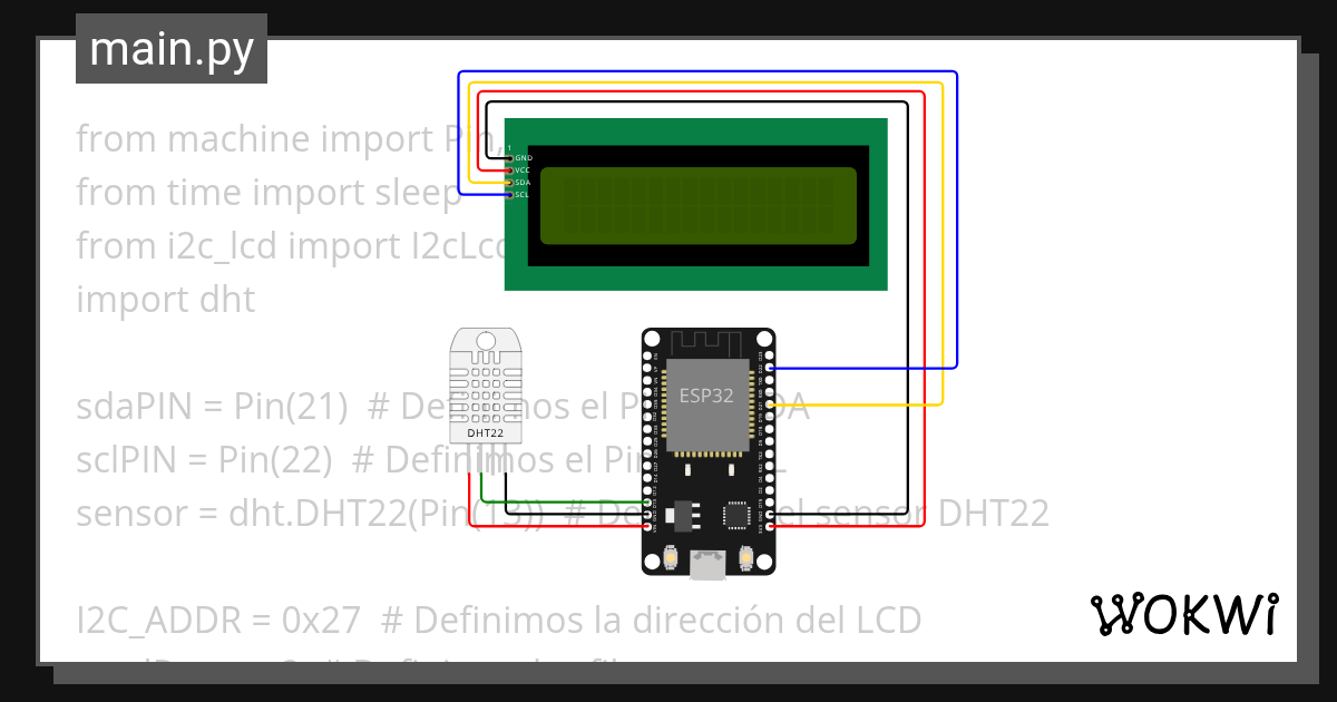 Ej5: LCD con sensor de temperatura - Wokwi ESP32, STM32, Arduino Simulator