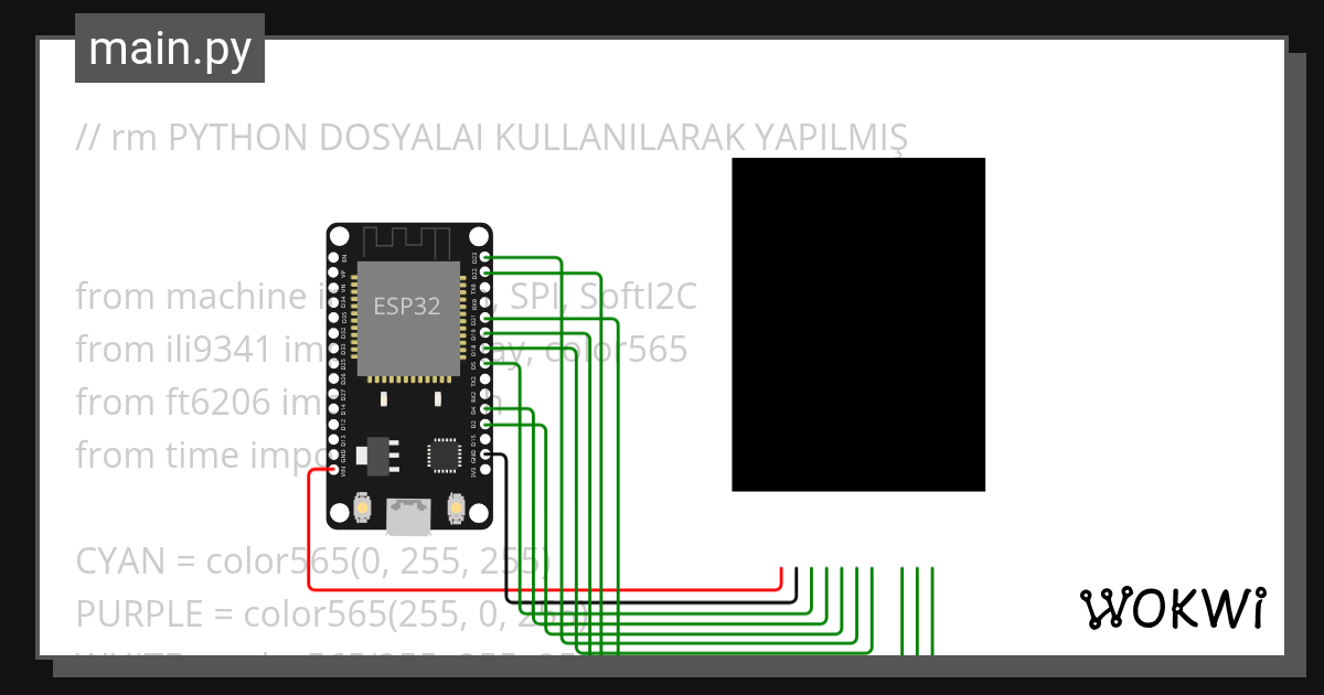 Ili9341 Ft6206 Esp32 Ekrana Çİzİm Pythonda Wokwi Esp32 Stm32 Arduino Simulator 