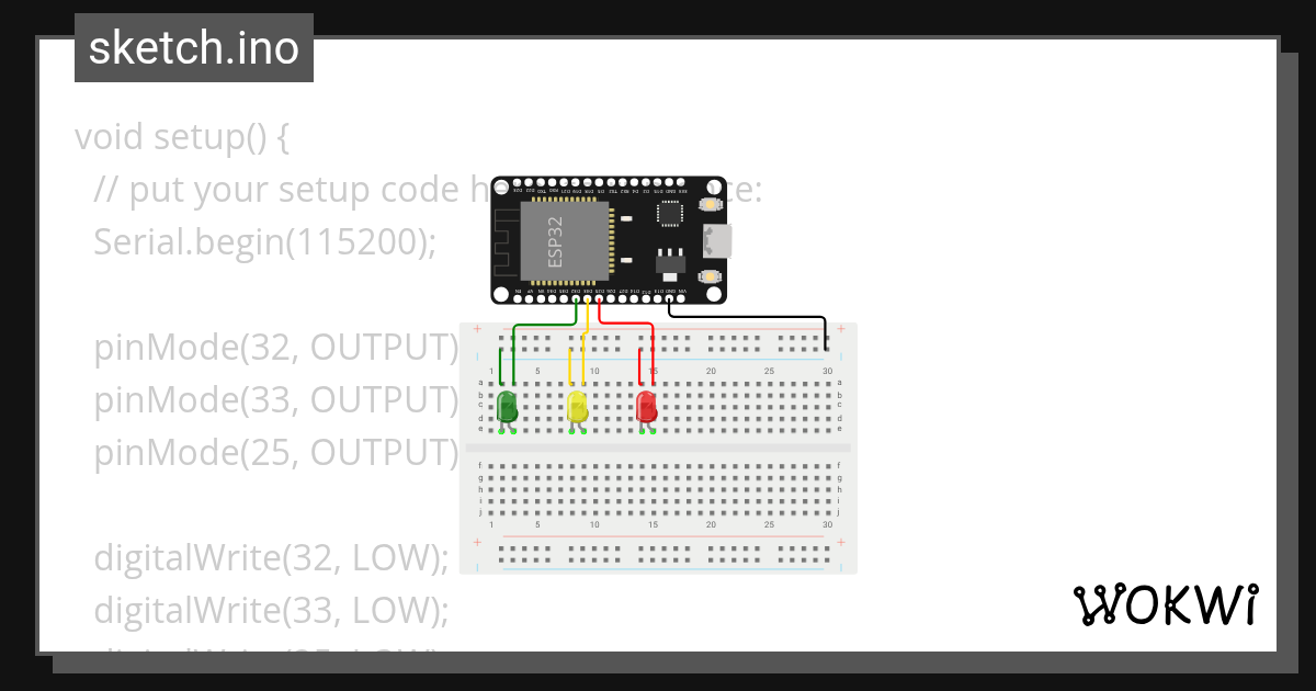 Traffic Lights - Wokwi ESP32, STM32, Arduino Simulator