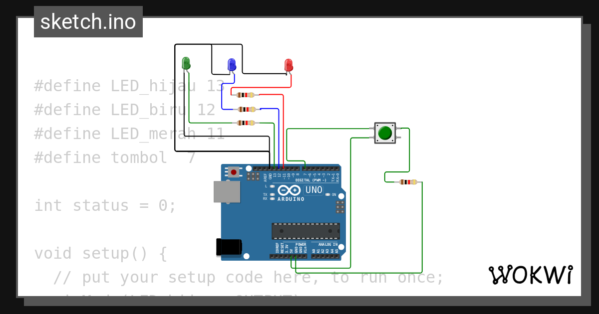 Fuad Push Bottom 3 Led Wokwi Esp32 Stm32 Arduino Simulator 5058