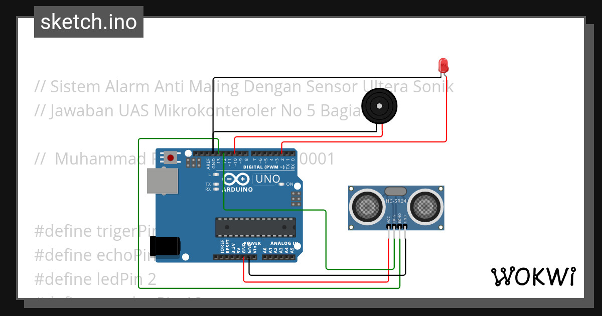 Alarm Anti Maling Dengan Sensor Ultera Sonik Wokwi Esp32 Stm32 7047