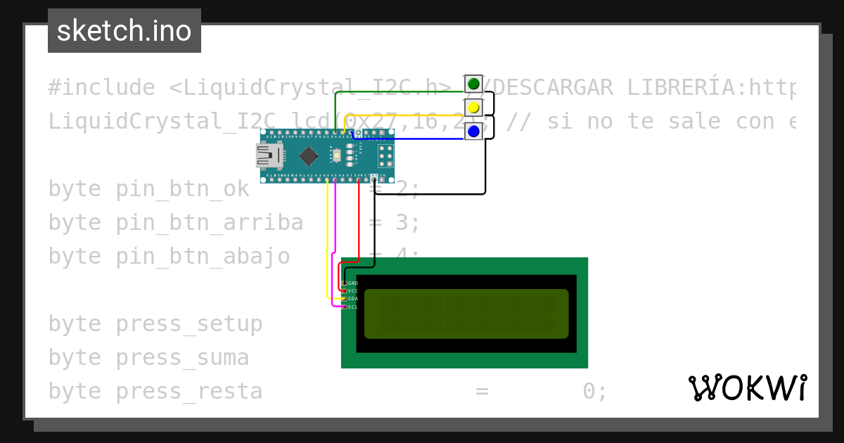 Clase Display 1602 Wokwi Esp32 Stm32 Arduino Simulator