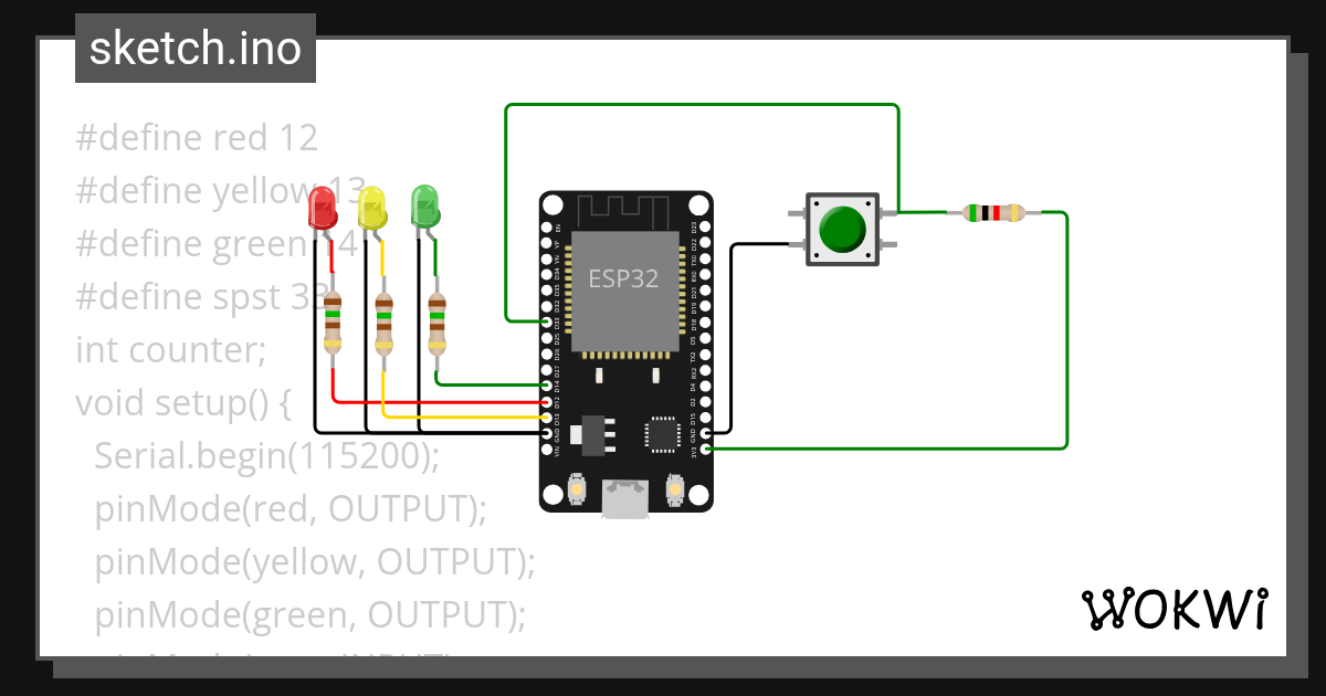 Lab2task1trafficlights Wokwi Esp32 Stm32 Arduino Simulator 0789