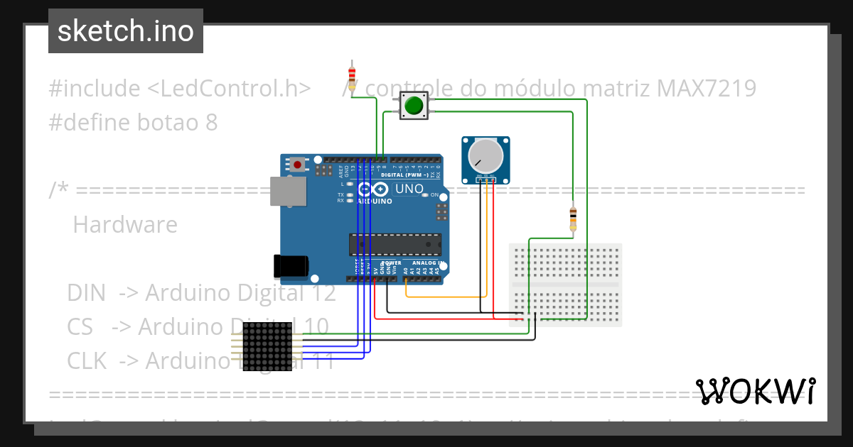 Projeto Feira de Profissões - Versão Matriz 7219 - Wokwi ESP32, STM32, Arduino Simulator