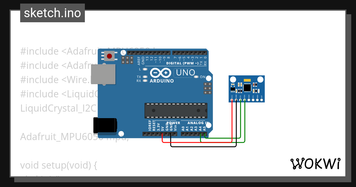 MPU6050 - Wokwi ESP32, STM32, Arduino Simulator