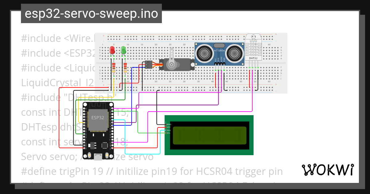 esp32 servo and ultrasonic Copy - Wokwi ESP32, STM32, Arduino Simulator