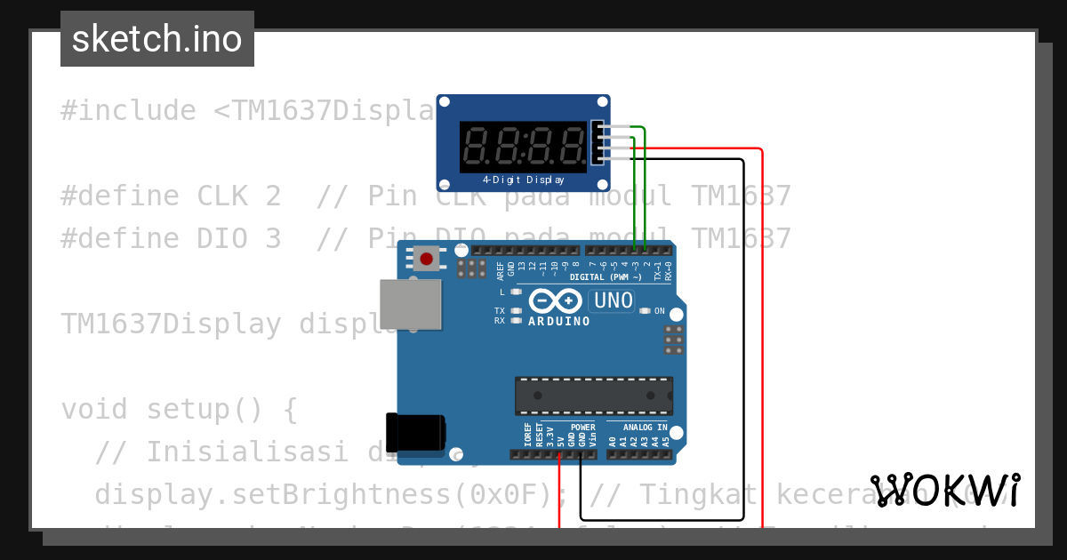 7 Seg Tm1637 Wokwi Esp32 Stm32 Arduino Simulator 0292