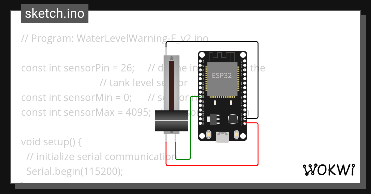 1A WaterLevelWarning-E_v2.ino - Wokwi ESP32, STM32, Arduino Simulator