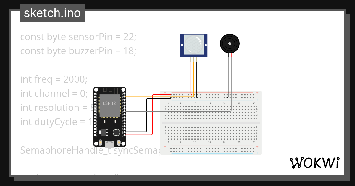 PIR & Buzzer - Wokwi ESP32, STM32, Arduino Simulator