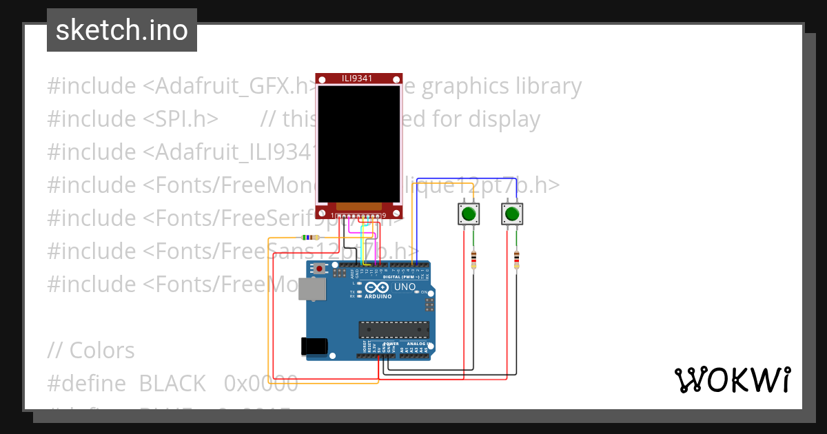 TFT Screen practices - Wokwi ESP32, STM32, Arduino Simulator