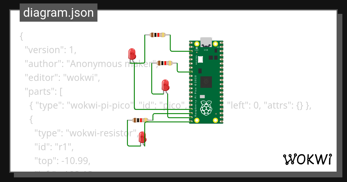 3 LEDS - Wokwi ESP32, STM32, Arduino Simulator