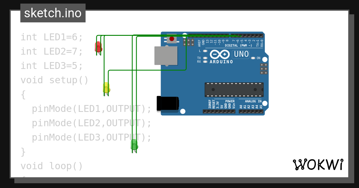 Create A Traffic Signal Using 3 Leds Wokwi Esp32 Stm32 Arduino 7808