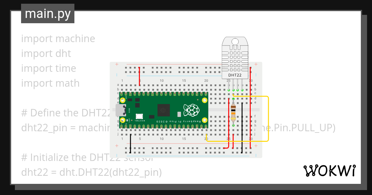 Raspberry Pi Pico DHT22 - Wokwi ESP32, STM32, Arduino Simulator