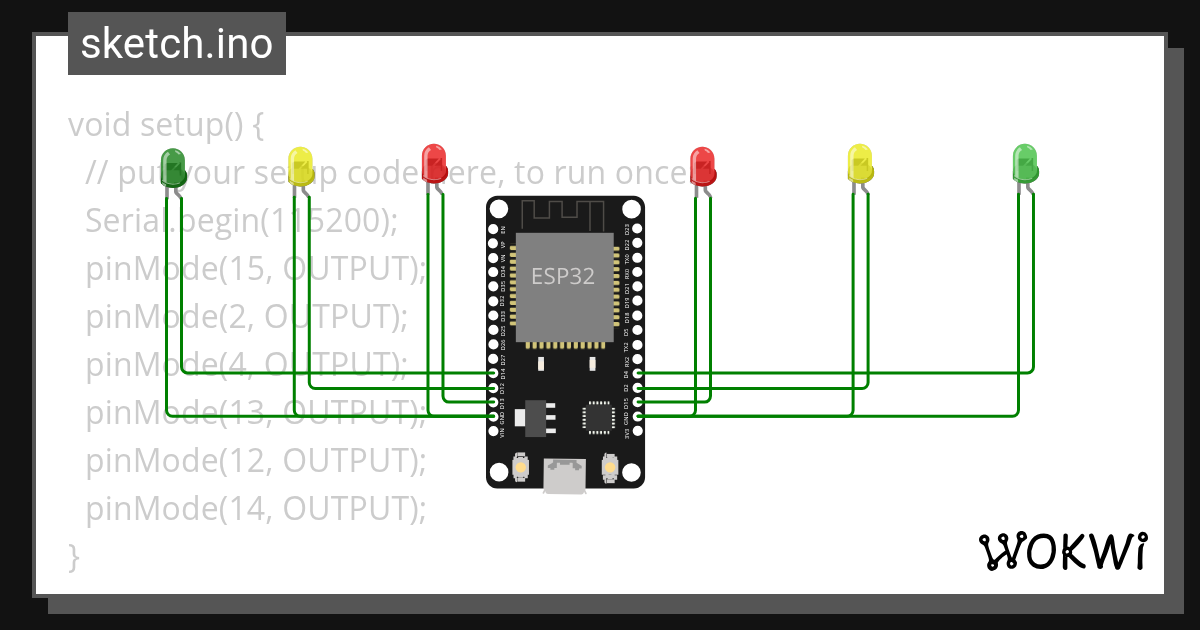 Traffic light - Wokwi ESP32, STM32, Arduino Simulator