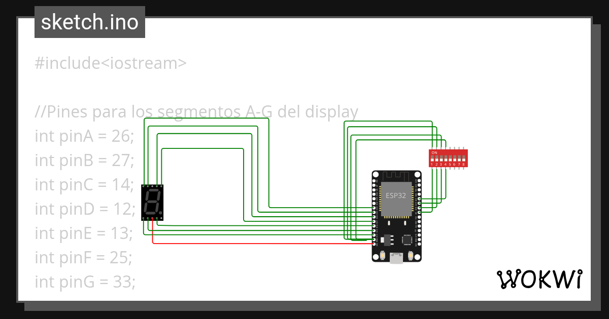 Hexadecimal Display - Wokwi ESP32, STM32, Arduino Simulator