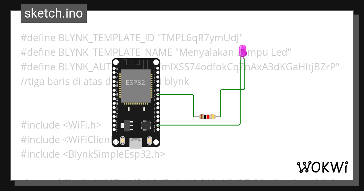 Menyalakan Lampu Led Wokwi Esp32 Stm32 Arduino Simulator