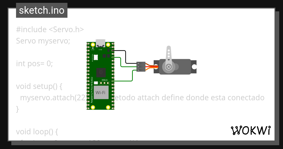 Servo Pico W Wokwi Esp32 Stm32 Arduino Simulator