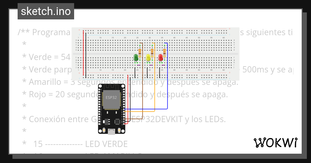 Semaforo - Wokwi ESP32, STM32, Arduino Simulator