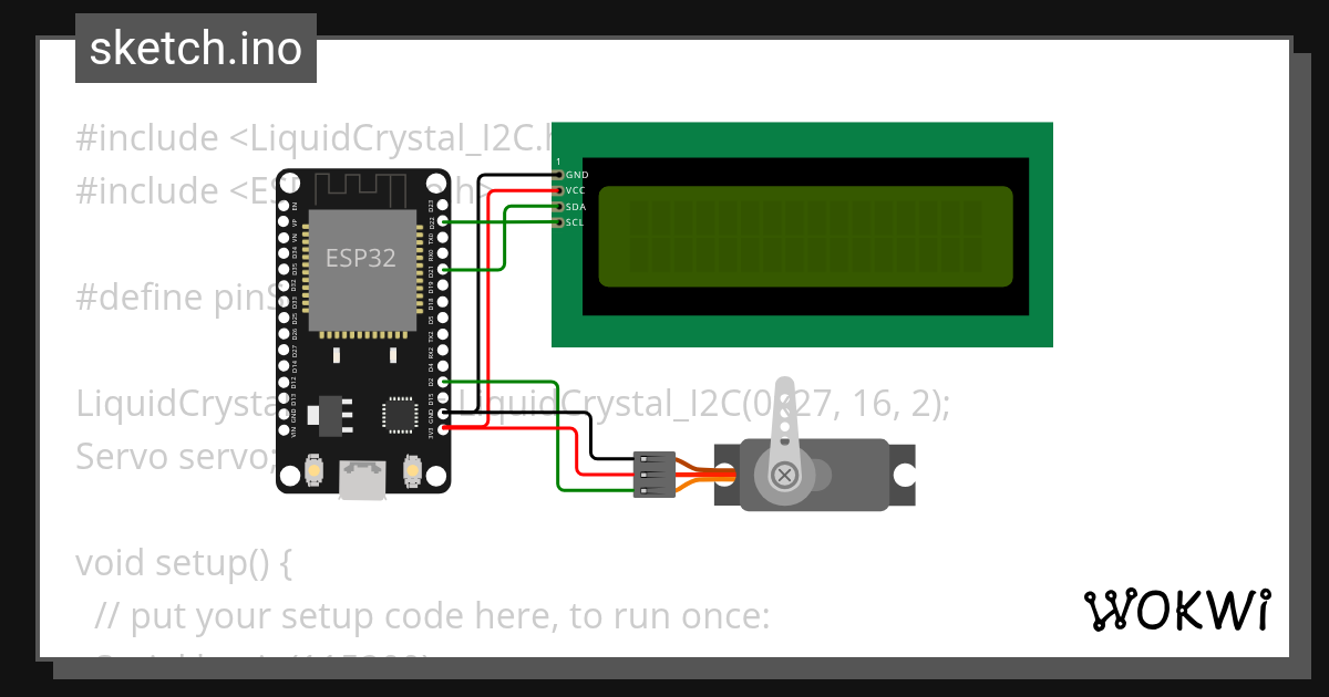LCD+Servo - Wokwi ESP32, STM32, Arduino Simulator