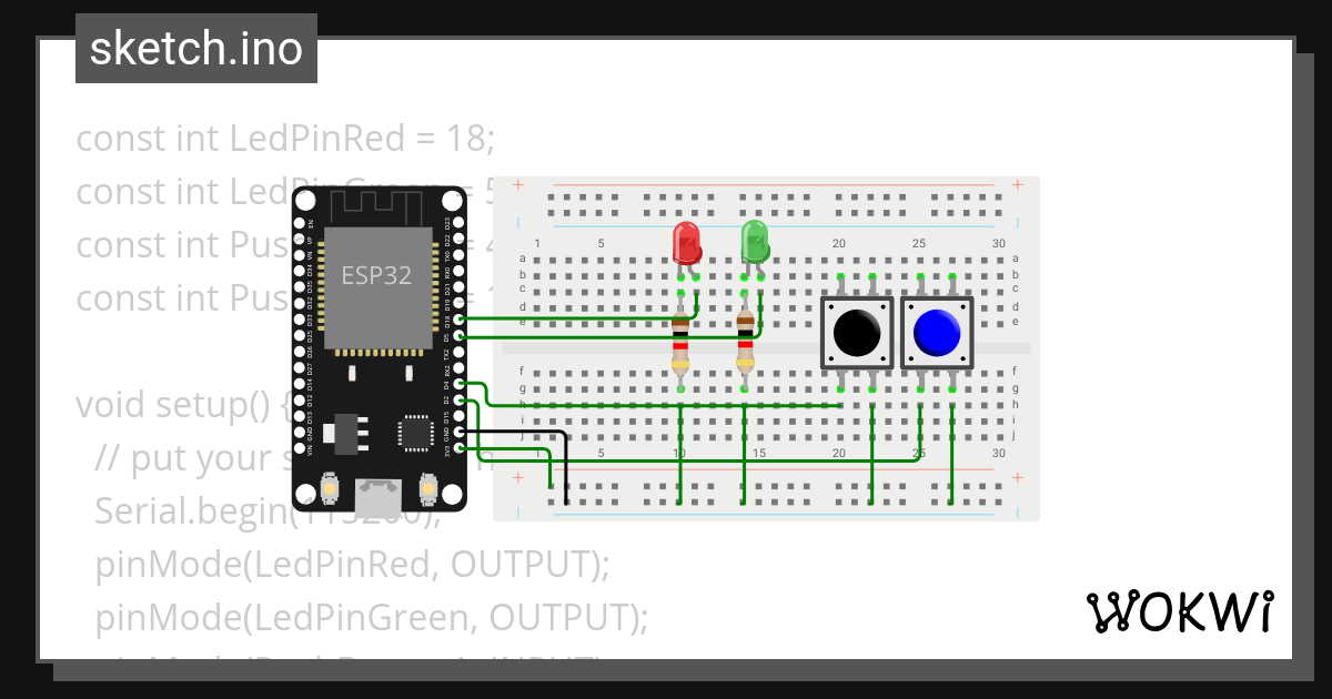 2 Led 2 Button Wokwi Esp32 Stm32 Arduino Simulator 6284
