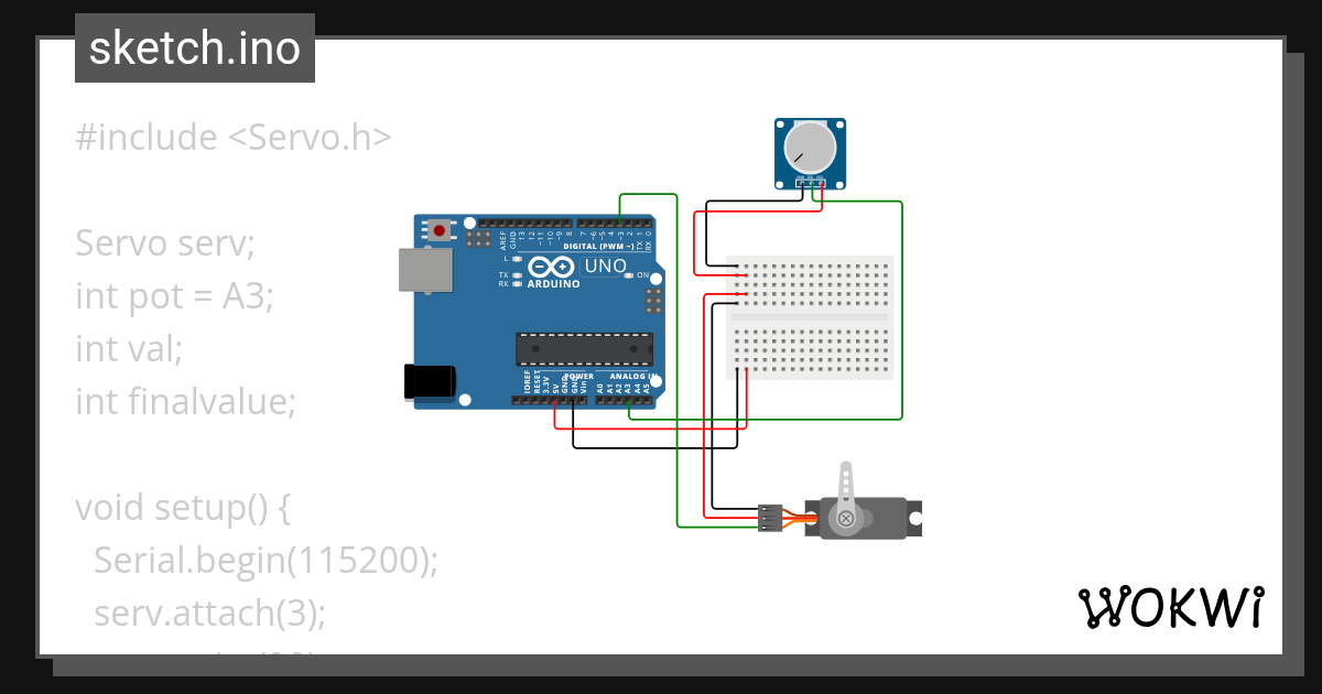 potentiometer and servo - Wokwi ESP32, STM32, Arduino Simulator