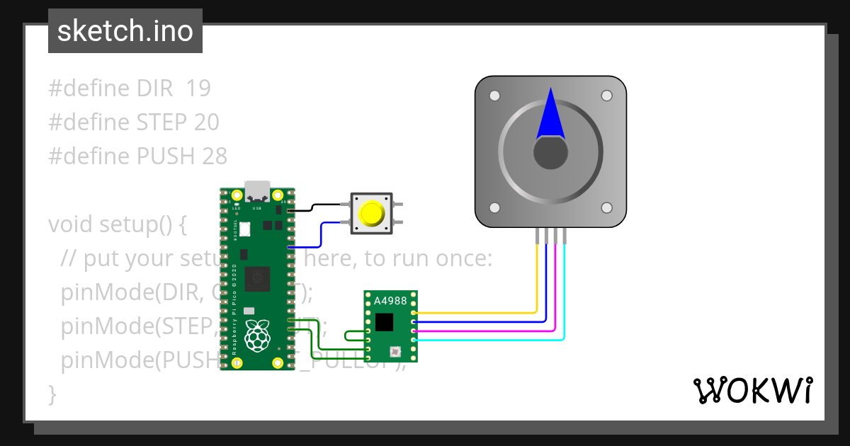 Motor a pasos bipolar controlado con el Driver A4988 - Raspberry Pi Pico - Wokwi ESP32, STM32 ...
